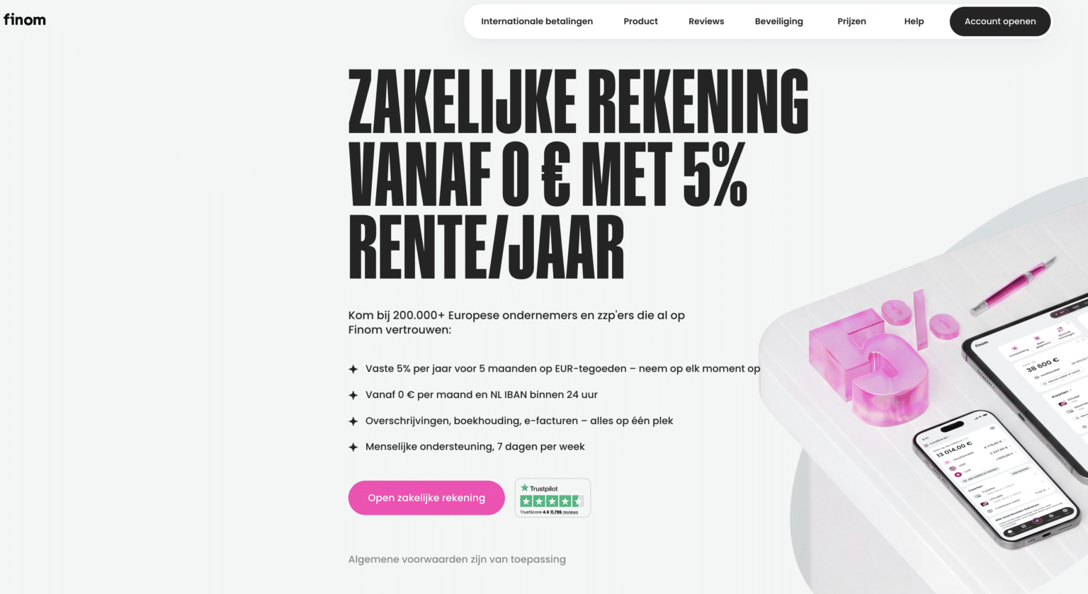 Finom review 2026 – zakelijke rekening met 5% rente op spaargeld